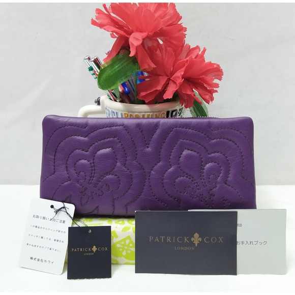 Patrick Cox | Bags | Patrick Cox Purple Leather Quilted Credit Card ...